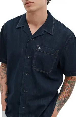 Rag & Bone Resort Short Sleeve Denim Button-up Shirt