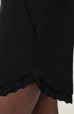 ALLSAINTS Lele Eyelet Trim Cotton Shorts - Black