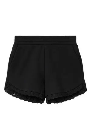 ALLSAINTS Lele Eyelet Trim Cotton Shorts - Black