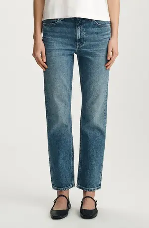 MAVI New York High Waist Ankle Straight Leg Jeans - Mid Brushed Classic