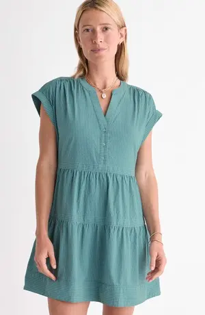 Vineyard Vines Dillon Harbor Seersucker Upf 50+ Mini Dress