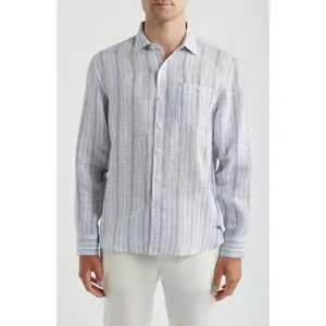 Tommy Bahama Blue Royal Stripe Linen Button-up Shirt - Infinity Sky