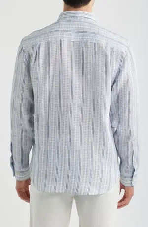 Tommy Bahama Blue Royal Stripe Linen Button-up Shirt