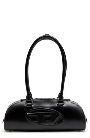 DIESEL® 1dr 2.0 Dome East/west Leather Shoulder Bag - Black