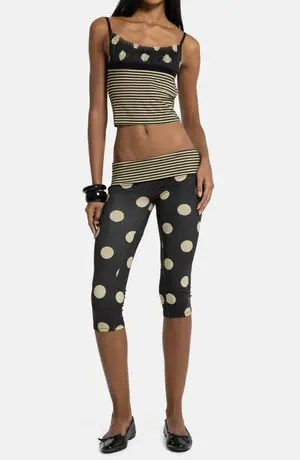 JADED LONDON Mixed Print Foldover Waist Capri Pants