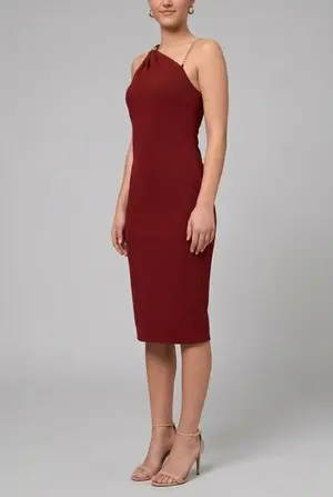 Rachel Rachel Roy One Shoulder Chain Strap Midi Dress