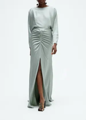Amsale Hammered Satin Dolman Sleeve Gown - Jade