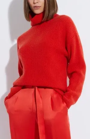 Lapointe Airy Cashmere Silk Ribbed Turtleneck