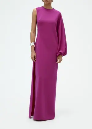 Amsale One-sleeve Column Gown - Magenta