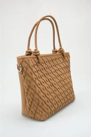 PROLOGUE SHOES Capri Woven Tote Bag With Knotted Handles