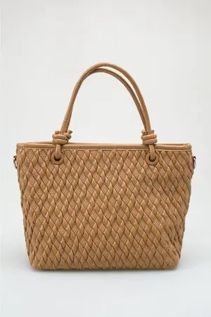 PROLOGUE SHOES Capri Woven Tote Bag With Knotted Handles