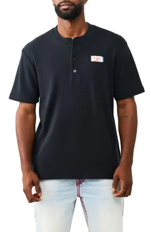 True Religion Buddha Cotton Graphic Henley
