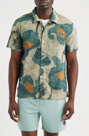 DARK SEAS Bloom Floral Cotton Camp Shirt - Aloe