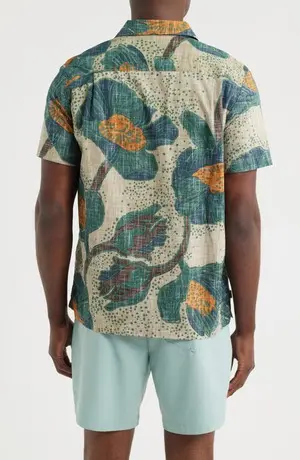 DARK SEAS Bloom Floral Cotton Camp Shirt - Aloe