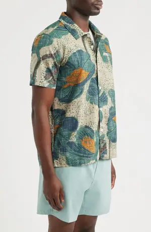 DARK SEAS Bloom Floral Cotton Camp Shirt - Aloe
