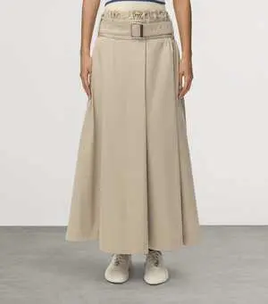 Loewe Cotton-silk Belted Maxi Skirt