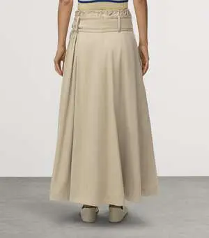 Loewe Cotton-silk Belted Maxi Skirt