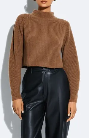 Lapointe Airy Cashmere Silk Cropped Raglan Sweater - Camel