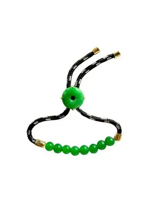 SEREE Paracord Jade Slider Bracelet - Black