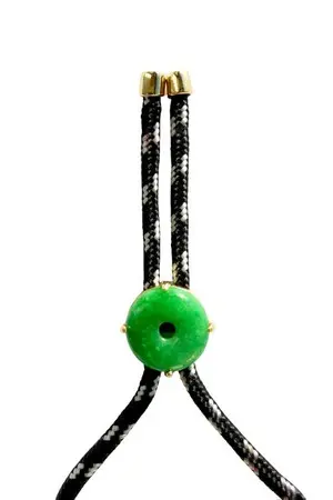 SEREE Paracord Jade Slider Bracelet - Black