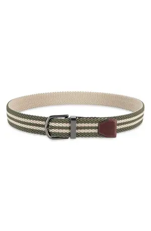 Cole Haan Reversible Stretch Web Belt - Khaki/olive
