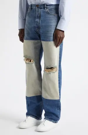 MAISON MARGIELA Ripped Paneled Straight Leg Jeans