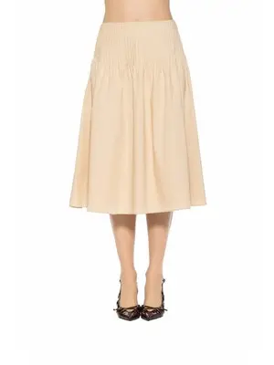 ALEXIA ADMOR Esme Pintuck Waist Full Poplin Midi Skirt - Beige