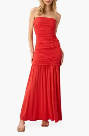 Cami Nyc Waverly Strapless Drop Waist Maxi Dress - Goji
