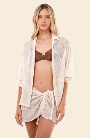 MALAI Malla Ikara Open Stitch Cover-up Shirt