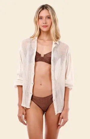 MALAI Malla Ikara Open Stitch Cover-up Shirt