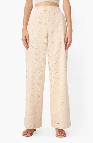 Cami Nyc Jordi Cotton Broderie Anglaise Wide Leg Trousers - Bone