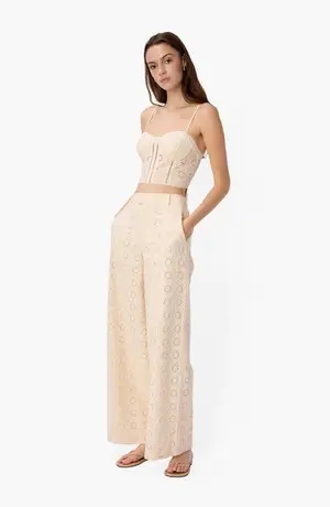 Cami Nyc Jordi Cotton Broderie Anglaise Wide Leg Trousers
