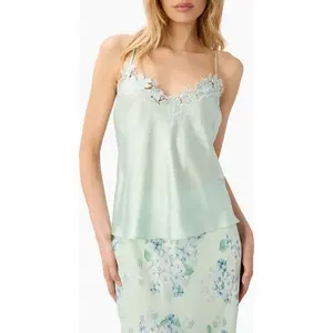 Cami Nyc Rafa Lace Trim Silk Charmeuse Camisole - Clearwater
