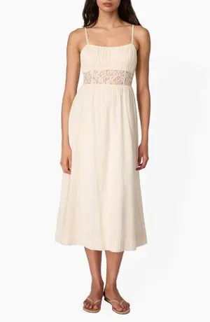 Cami Nyc Octavia Lace Inset Cotton Midi Dress - Bone