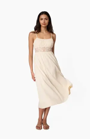 Cami Nyc Octavia Lace Inset Cotton Midi Dress