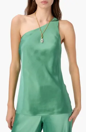 Cami Nyc Lumi One-shoulder Silk Camisole - Meadow