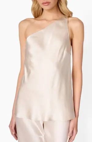 Cami Nyc Lumi One-shoulder Silk Camisole - Oat