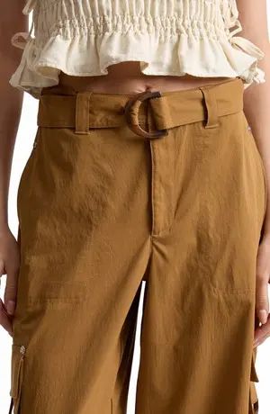 Avec Les Filles Belted Wide Leg Cargo Pants