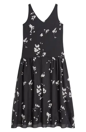 Theory Sleeveless Floral Drop Waist Dress