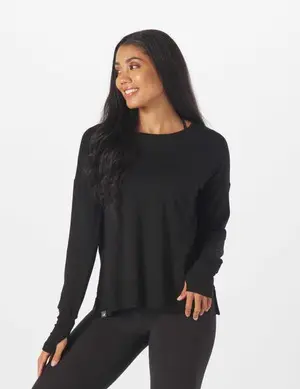 GLYDER Lounge Long Sleeve Pullover - Black