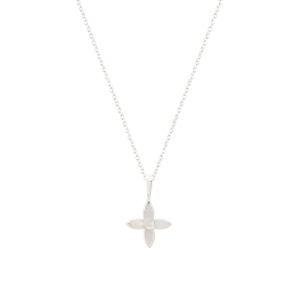 MURKANI Desert Flower Charm Necklace With Mother Of Pearl And White Topaz - Silver