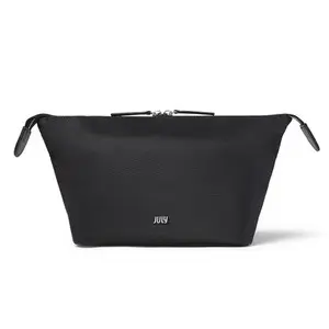 JULY Open Toiletry Bag With Leather Trims - Black