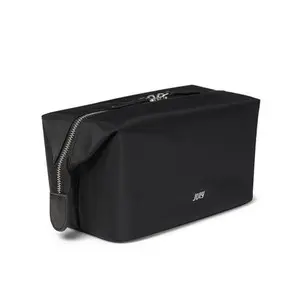 JULY Open Toiletry Bag With Leather Trims - Black