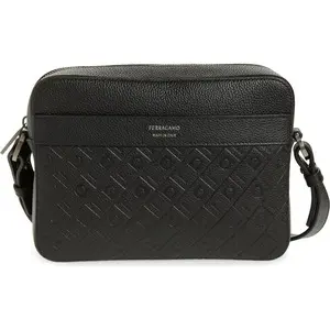 FERRAGAMO Embossed Gancini Shoulder Bag - Nero