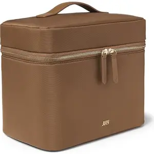 JULY Vanity Cosmetic Case With Top Handle - Light Brown