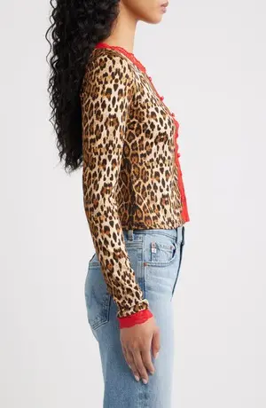 Princess Polly Print Lace Trim Button-up Top