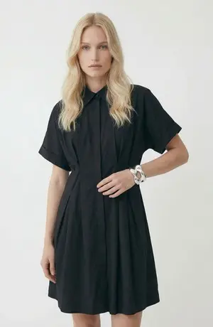 Vero Moda Pleated Mini Shirtdress - Black