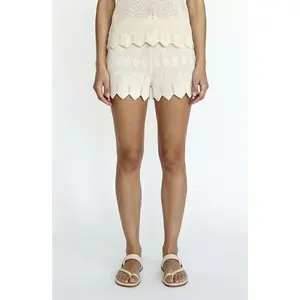 Vero Moda Pointelle Knit Scalloped Hem Mini Shorts
