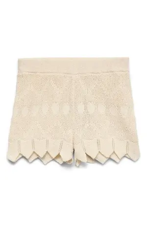 Vero Moda Pointelle Knit Scalloped Hem Mini Shorts