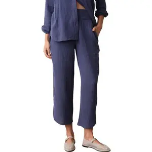 Marine Layer Cali Smocked Waist Cropped Wide-leg Pants